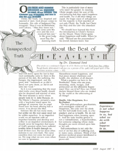 Health Article Issues | Good News Unlimited